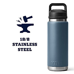 YETI Rambler 26 oz Bottle, Vacuum Insulated, Stainless Steel with Chug Cap, Nordic Blue