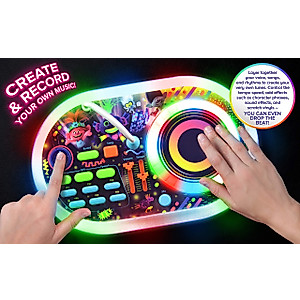 eKids Trolls World Tour DJ Trollex Party Mixer Turntable Toy for Kids Toddler Children, Built in Microphone, Record, Sound Effects, LED Light Show Medium