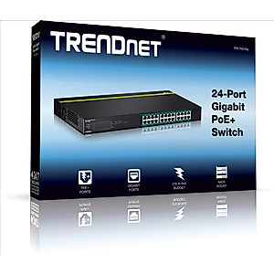 TRENDnet 24-Port Gigabit PoE+ Switch, TPE-TG240G, 24 x Gigabit PoE+ Ports, 370 W Power Budget, 48 Gbps Switch Capacity, Rack Mount Kit Included, Ethernet Network Switch, Metal