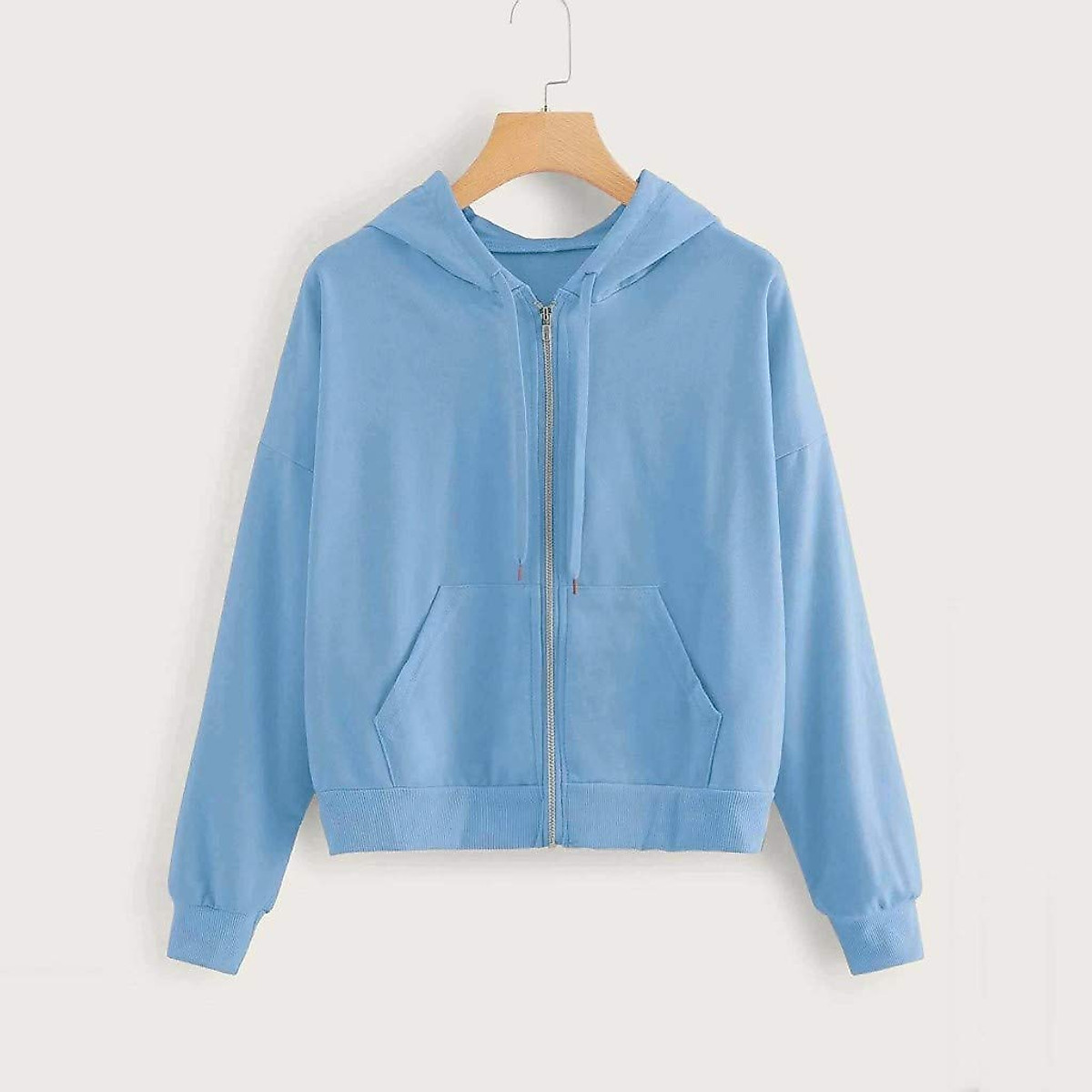 SMIDOW Cropped Zip Up Hoodie For Women Cute Fashion Fall Outfits Teen Girls Lightweight Zipper Jacket With Pocket