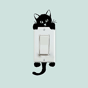Harlorki Little Black Cat Wall Stickers Light Switch Decor Decals Art Mural Baby Nursery Room Decorations