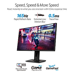 ASUS VG278QR 27” Gaming Monitor, 1080P Full HD, 165Hz (Supports 144Hz), G-SYNC Compatible, 0.5ms, Extreme Low Motion Blur, Eye Care, DisplayPort HDMI DVI (Renewed)