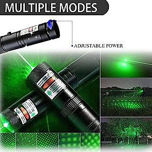 UNBIU Long Range Laser Pointer High Power, Green High Power Laser Pointer Flashlight for Adjustable Focus Green Laser Pointer for Night Astronomy Outdoor Camping Hunting and Hiking，USB Rechargeable