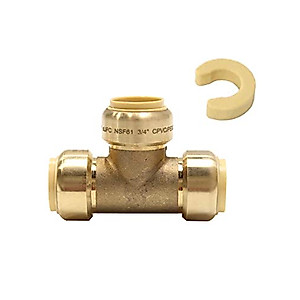 10 Pieces EFIELD 3/4 Inch Tee Push-Fit Fitting to Connect Pex, Copper, CPVC with a Disconnect Clip
