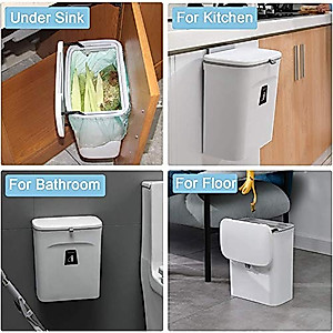 Luejnbogty Kitchen Compost Bin for Counter Top or, Hanging Small Trash Can with Lid,Mountable Indoor Compost Bucket(C)