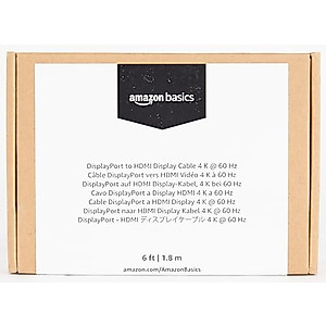 Amazon Basics DisplayPort to HDMI Display Cable, Uni-Directional, 4K@60Hz, 1920x1200, 1080p, Gold-Plated Plugs, 6 Foot, Black