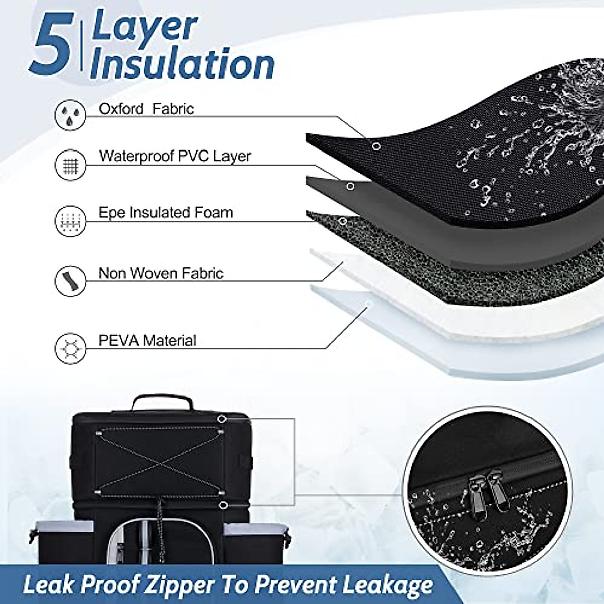 Elviros Cooler Backpack 34 Cans, Insulated Leakproof Bag with Dual Compartments, Large Waterproof Cooler Bag for Men and Women Lightweight Lunch Backpack for Travel Hiking Camping