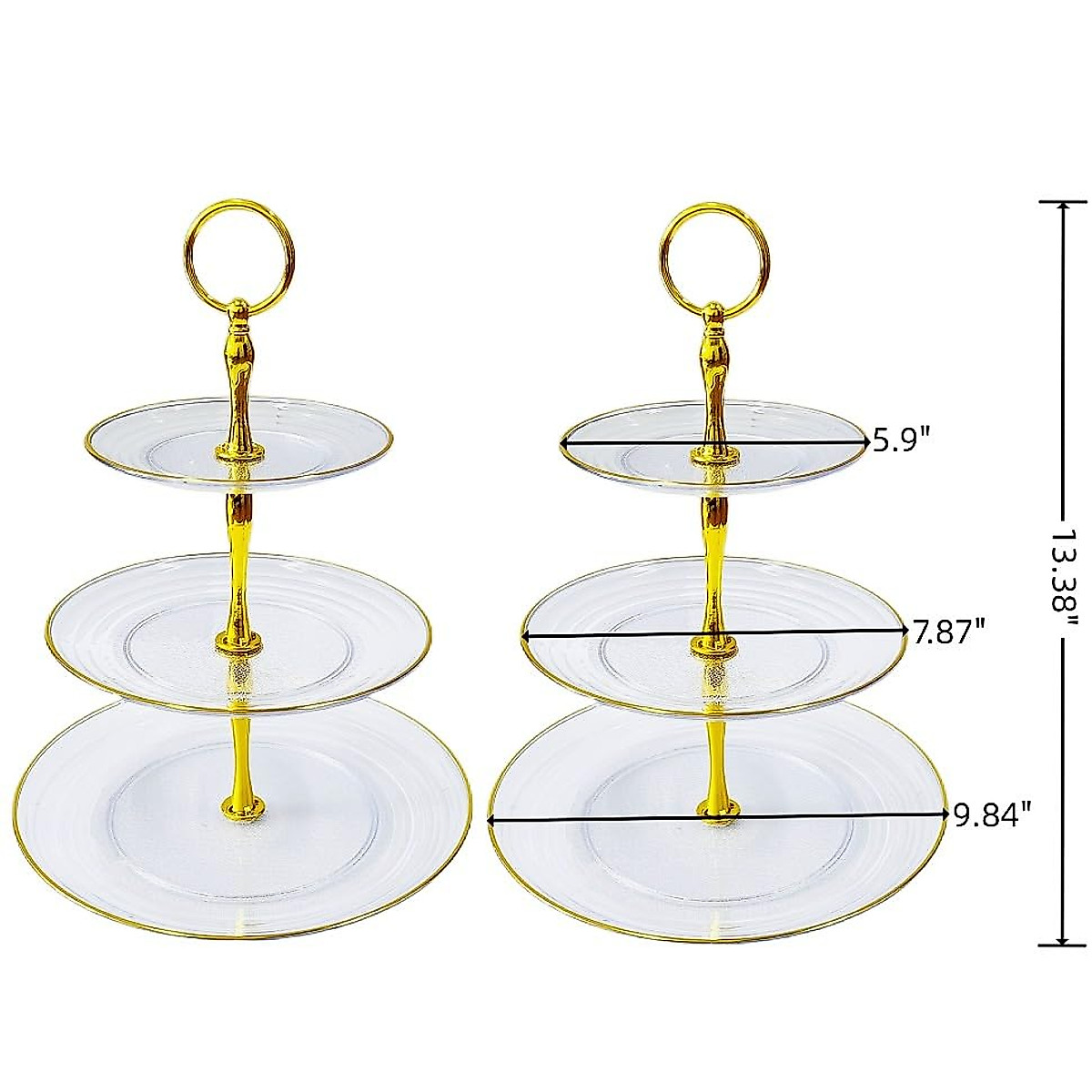 Cupcake Stand, 3-Tier Dessert Plates Mini Cakes Fruit Candy Display Tower Lollipop Stand Cookie Cupcake Tower Dessert Stand Lollipop Stand Cake Stand Tray Rack Candy Buffet Holder (Clear - 2 Pack)