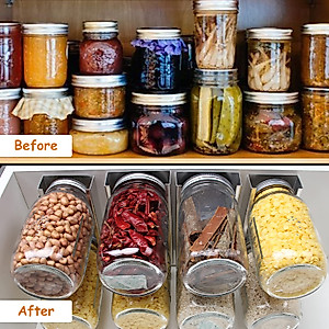 lopeztek Mason Jar Organizer Holder Rack for Food Storage, Under Cabinet Shelf Canning Hanger Accessories for 4oz, 8oz, 12oz, 16oz, 24oz, 32oz, 64oz (2 Pcs-Regular)