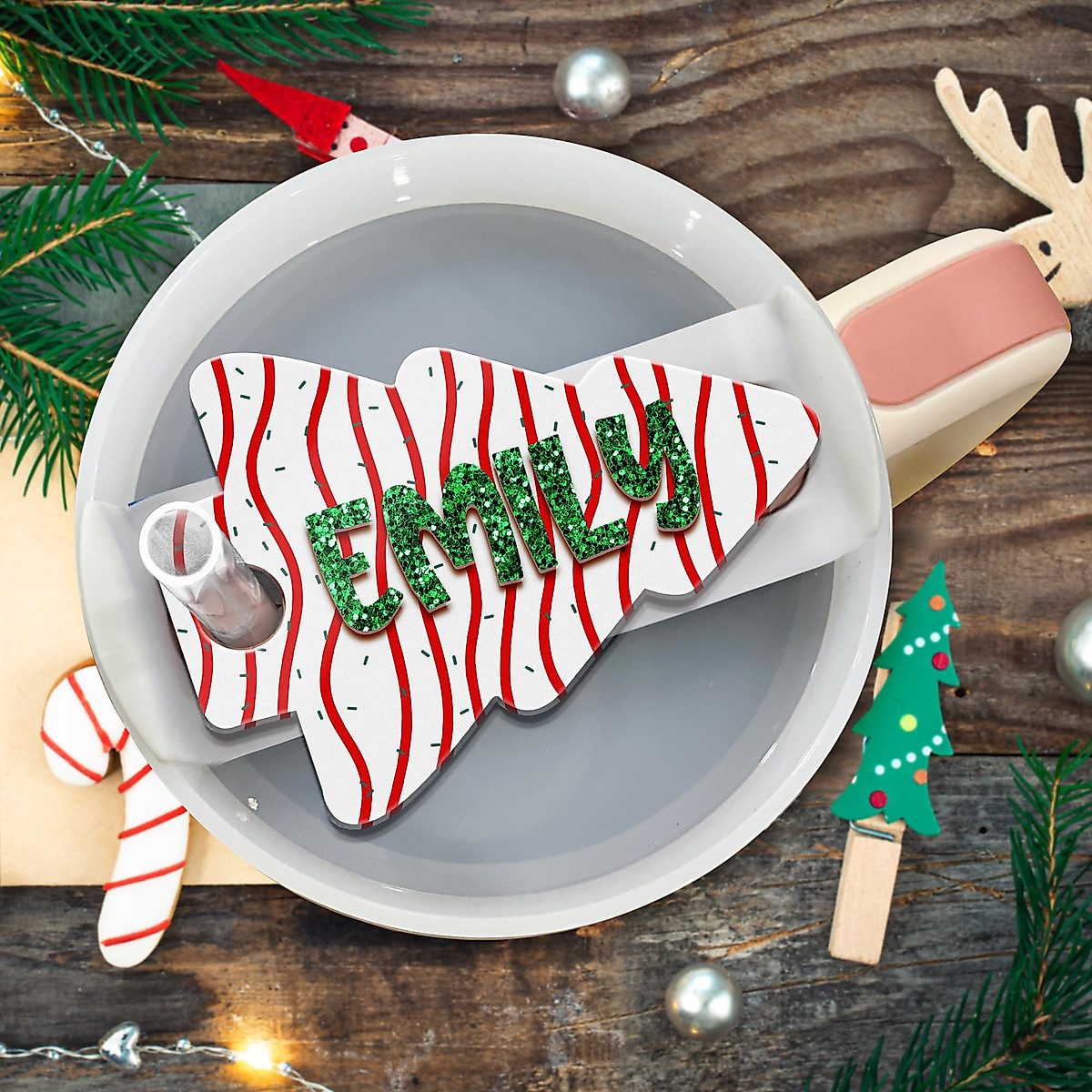 Christmas Tree Tumbler Name Tag, Customized Tumbler Name Tags, Christmas Tumbler Name Plate, Personalized Name ID Tags for 30oz 40oz Tumblers, Quencher Tumbler Name Plate