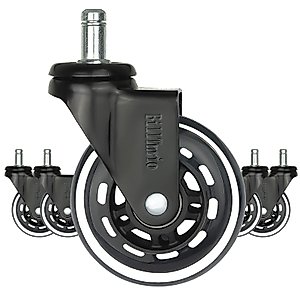 Office Chair Caster Wheels Set of 5,Replacement Rubber Casters for Office Chair and Gaming Chair, Universal Fit Stem Office Chairs Wheels for Hardwood Floor Heavy Duty Stem Caster Wheels