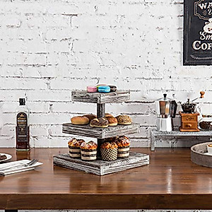 MyGift 3-Tier Torched Wood Cupcake Stand, Dessert Appetizer Serving Tray Tower