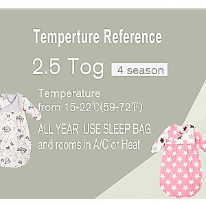BLOOMSTAR Baby Sleeping Sack Long Sleeves (3-12M) Tog 2.5 Warm Newborn Sleeping Bag with Arms Quilted Swaddle Wearable Blanket Toddler Cotton Poplin Infant in a Bag Unisex Sleeper