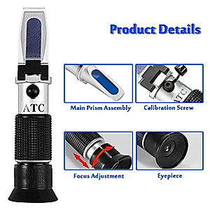Antifreeze Refractometer in °F(Fahrenheit) Display,3-in-1 Handheld Antifreeze Coolant Tester for Checking Freezing Point,Concentration of Ethylene Glycol or Propylene Glycol,Battery Fluid Condition