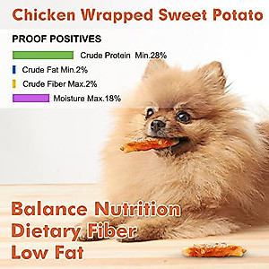MON2SUN Dog Treats Rawhide Free Chicken Wrapped Sweet Potato Dog Snacks, Gluten&Grain Free Dog Treats for Puppy and Small Dogs, 25oz