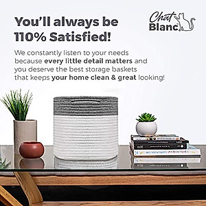 Cotton Rope Basket for Storage | 15"x10"x9" Set of 3 White & Gray Medium Storage Baskets for Organizing with Handles works as Cloth Baskets, Blanket Basket, Big Woven Laundry Basket or Toy Bin like Wicker Laundry Baskets