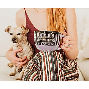 Silver Buffalo Beetlejuice Sandworm Never Trust The Living Ceramic Soup Mug | 24-Ounce Bowl for Ice Cream, Cereal, Oatmeal | Large Coffee Cup for Espresso, Caffeine | Tim Burton and Collectibles