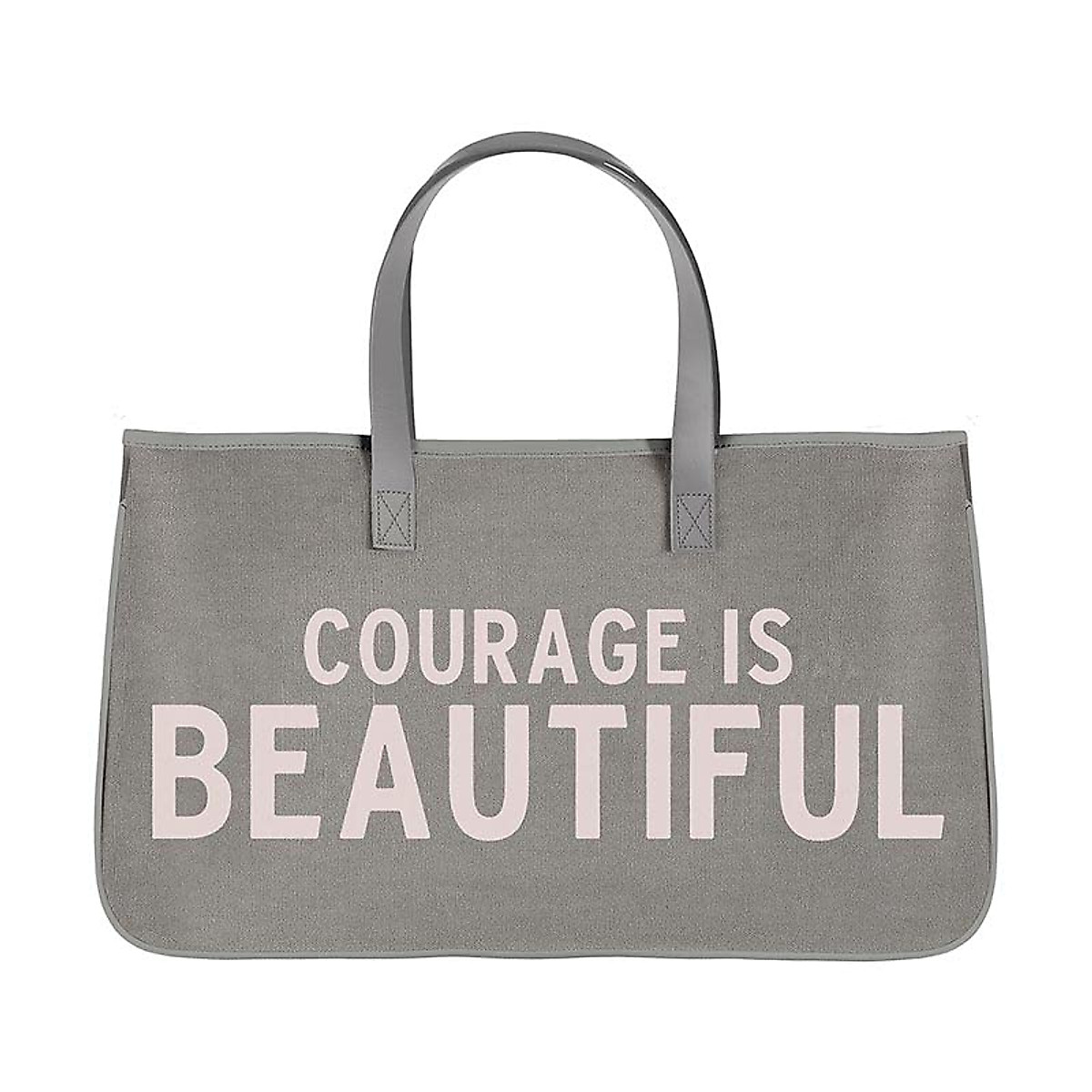 Creative Brands Faithworks-Inspirational Large Canvas and Leather Tote Bag, 20 x 11-Inch, Courage is Beautiful