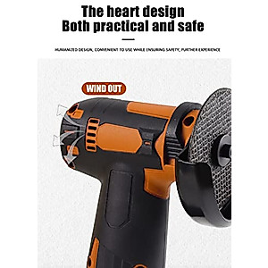 Weytoll 12V Cordless Brush Angle Grinder Kit, Grinding Disc 3/76mm, 19500rpm Electric Grinding Tool Mini Grinder Handheld Cutter with 2pcs 12V1300mAh Batteries and 6 Cutting Discs, Orange