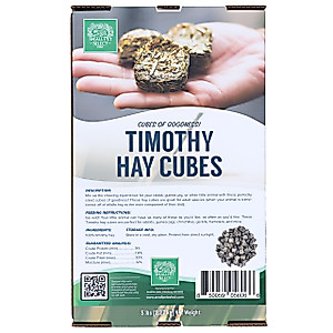 Small Pet Select - Straight Timothy Hay Cubes - 100% All Natural Timothy Hay, Not Blended - Delivered Fresh, Guarantee, (5 lb)