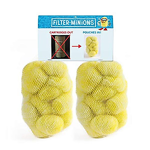 Filter Minion, 2 Pouch FM2P-G Replacement Filter for Hot Tub/Spa & Above Ground Pools, Standard Cartridges 6"-8" Tall, Yellow