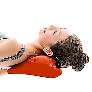 Acupressure Neck Pain Relief Cushion, Neck and Shoulder Relaxer, Cervical Traction Massage Chiropractic for Pain Relief Management High Density Memory Foam Core BeyondElegance (Orange Red)