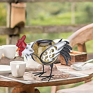MUMTOP Solar Lights Outdoor Chicken Decorative Crackle Glass Solar Lantern Waterproof LED Lights Outdoor Tabletop Lanterns Lamps for Table Yard Garden Patio Lawn Christmas Decorations
