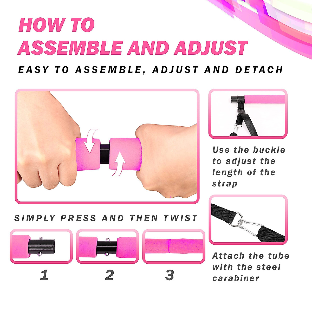 Limm Pilates Bar Kit with 6X Resistance Bands, 3-Section Pilates Bar with Adjustable Bands Workout Equipment for Legs,Hip,Waist and Arm, Muscle Toning, Stretching, Yoga