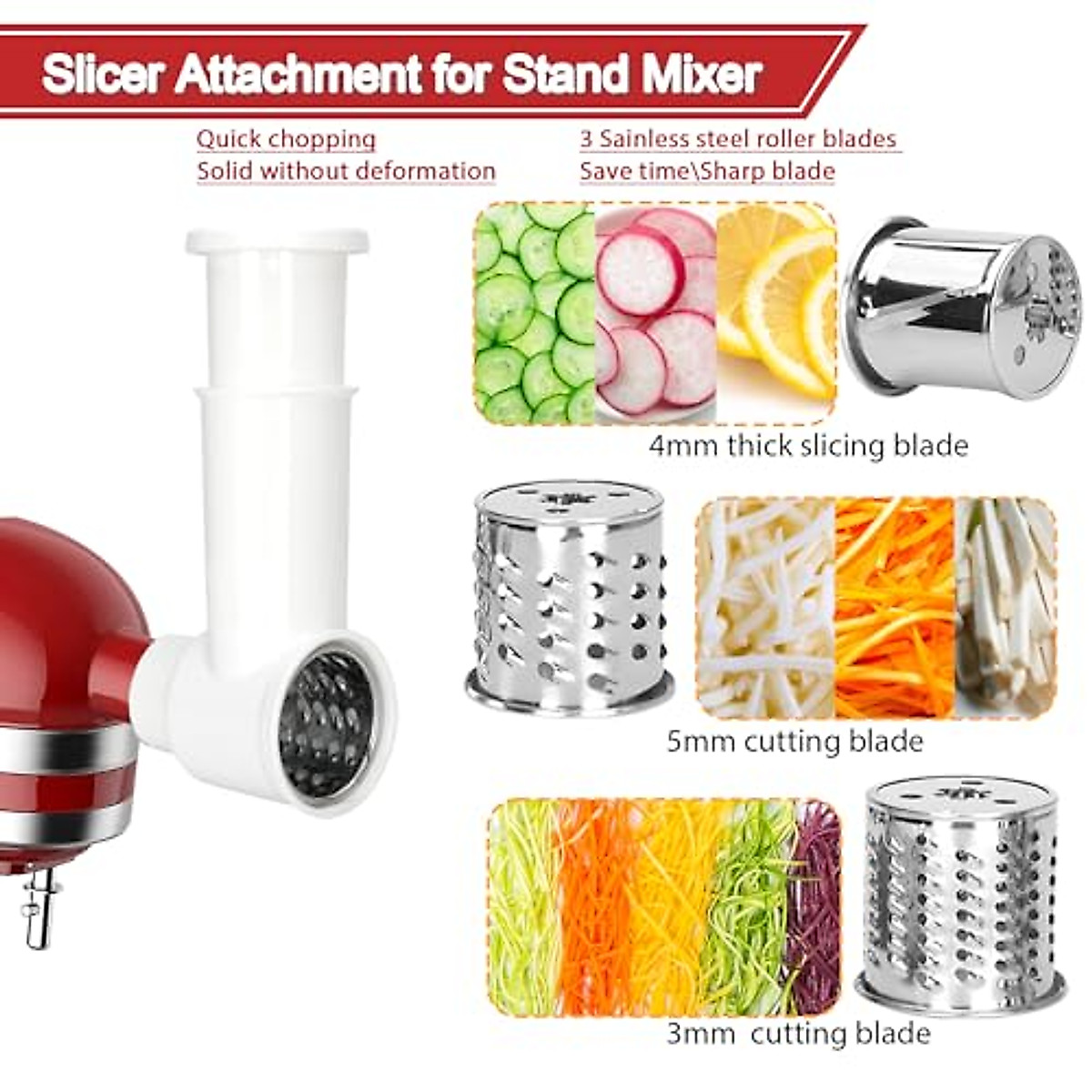 Meat Grinder Attachment Replacement for Kitchenaid Stand Mixers Meat Grinder, Meat Grinder Attachment For Grinder Attachment, Meat Grinder&Slicer Attachment with3 Sausage Tubes