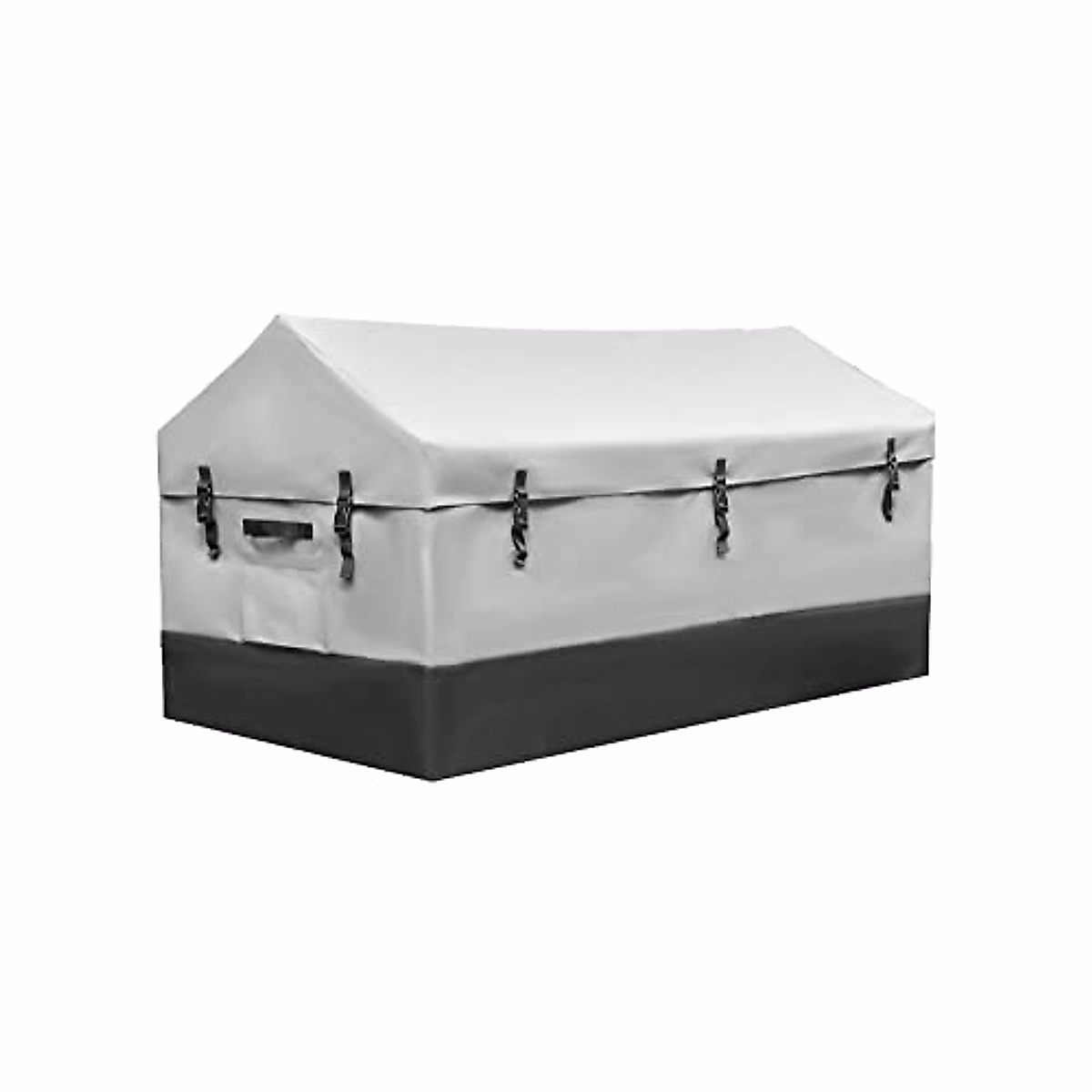 FVSCM 172 Gallon Outdoor Storage Box Waterproof, Portable Soft Deck Box for Outdoor Cushions, Throw Pillows, Garden Tools, Pool Towel and Accessories, Grey & Black