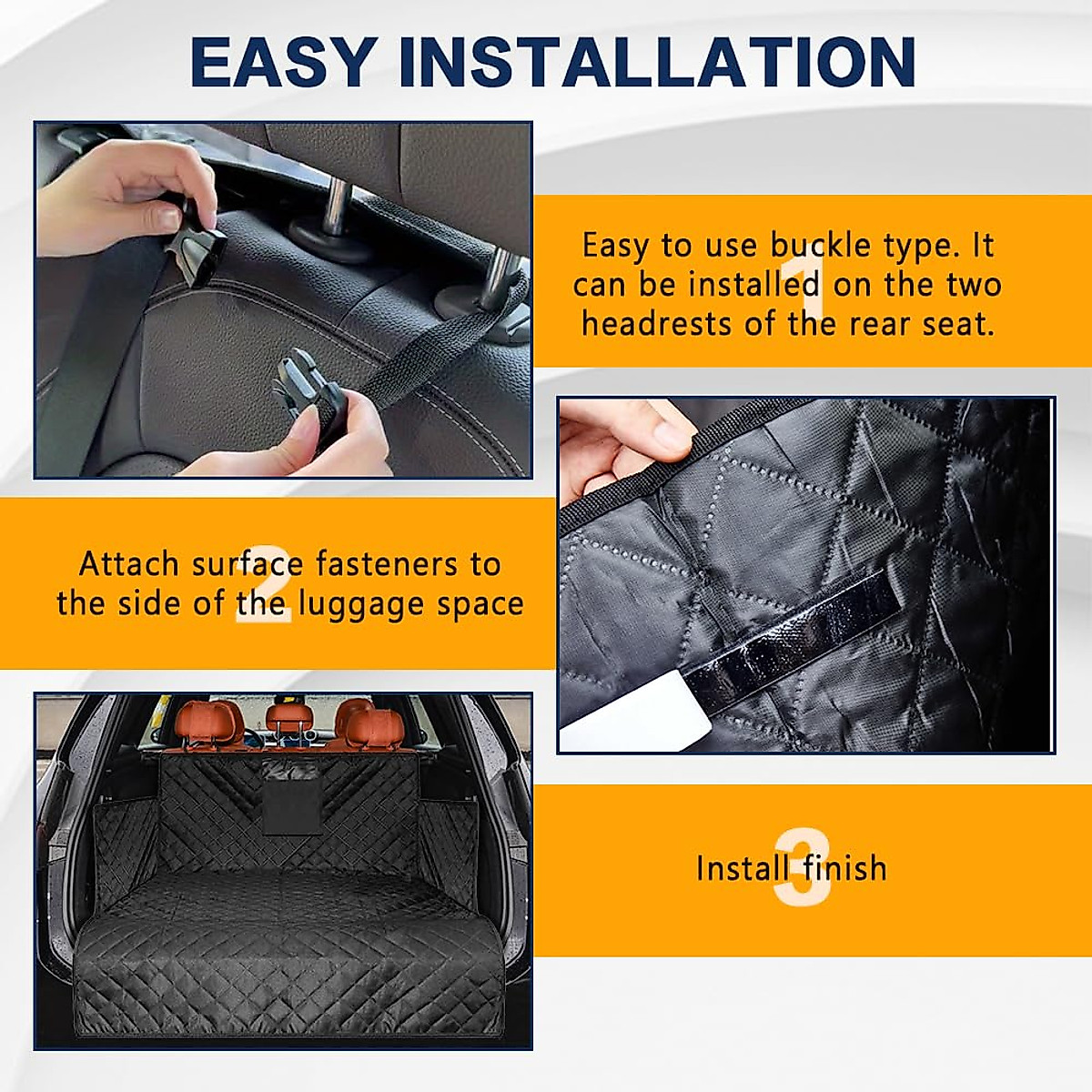 Middrivr Car Trunk Mat, Waterproof Cargo Liner for SUV, Rear Seat Cover Mat, Oxford Cloth, Universal Fit, Black