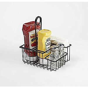 G.E.T. 4-31696 4 Compartment Condiment Caddy, Teflon Coated, 8" x 6.5", Black