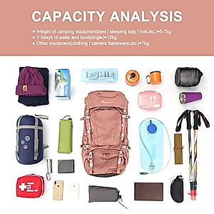 MOUNTAINTOP 60L Internal Frame Hiking Backpack for Women with Rain Cover for Camping Traveling Backpacking Pink
