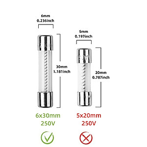 10Pcs T2AL250V 6x30mm 2A 250V Slow Blow Fuse T2AL Glass Slow-Acting Time-delay Fuse