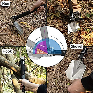 FiveJoy Survival Shovel Multitool (C1) - Portable Collapsible Tactical Tool - Entrenching Backpack Equipment for Hiking Camping Emergency Car - Gifts for Men Dad Husband