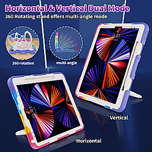 ROISKIN for iPad Pro 12.9 -Inch Case (6th, 5th, 4th & 3rd Gen)with HD Screen Protector, 360 Stand, Handle, Pencil Holder,Shoulder Strap[15ft Drop Protection]Rugged Bulky Full Body 12.9 iPad Pro Case