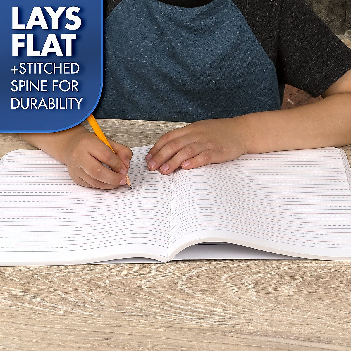 Mead Primary Composition Notebook, Wide Ruled Comp Book, Lined Paper, Grades K-2 Writing Workbook, Dotted Notebook Perfect for Home School Supplies, 100 Sheets, Blue Marble (09902)