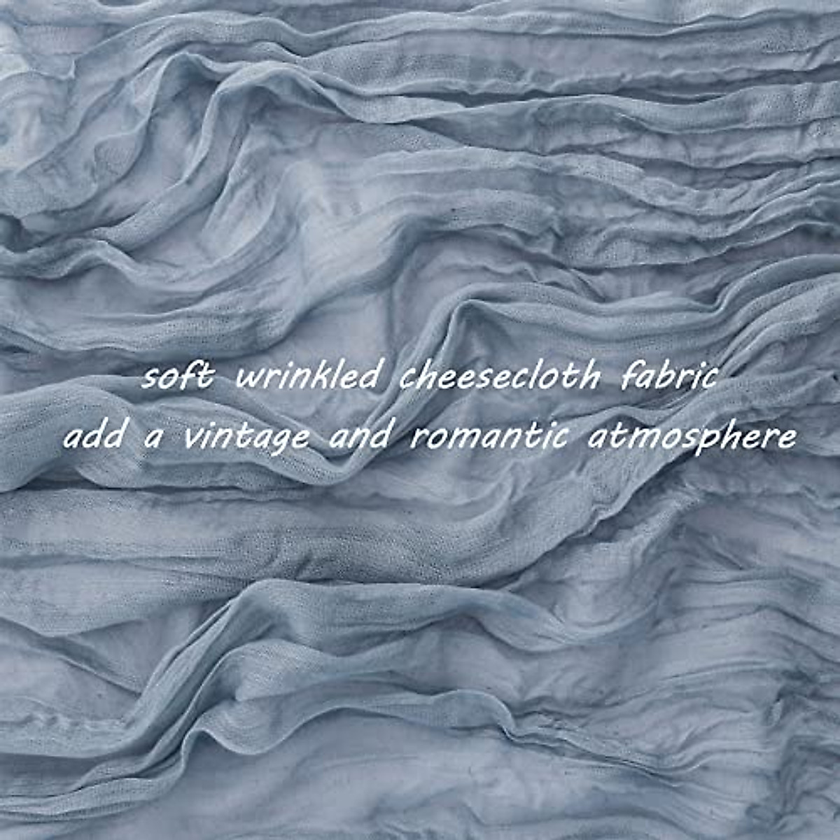 12 Pack 10Ft Cheesecloth Table Runner 35x120 Inch Boho Gauze Table Runner Rustic Cheese Cloth Long Table Runner Romantic Table Runner for Wedding Bridal Shower Birthday Party Table Decor (Dusty Blue)