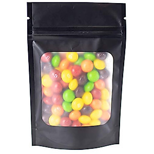 PROGRESS Online » Stand up bottom 110 Pieces Smell Proof Thick Black Mylar Resealable Foil Bags With Window Airtight Ziplock Top Heat Sealable Food Safe Matte Black (4X6 inches)