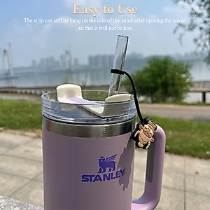 Amreich Highland Cow Straw Topper for Stanley Cup - Cute Animal Straw Cover Cap for Almond Rose 30 40 oz Tumblers 10mm Stanley Straw Accessories