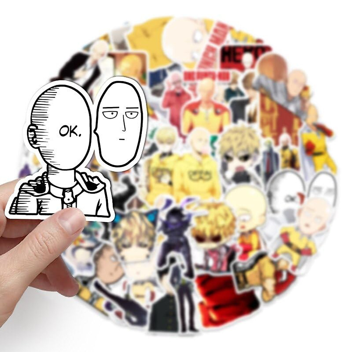 50Pcs One Manga Punch Anime Stickers Bike Trunk Travel Laptop Skateboard Waterproof Genoses Saitama Sticker Kid Toys Wholesale Papelería Impermeable Regalo Anime Pegatina Botella Teléfono Película
