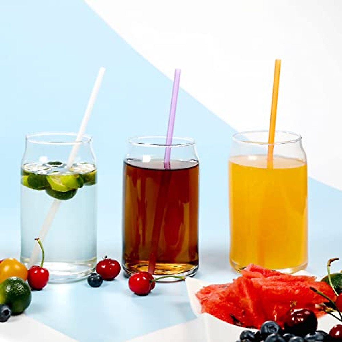 200 Pcs Colorful Disposable Drinking Plastic Straws.(0.23'' diameter and 8.26" long)-8 Colors