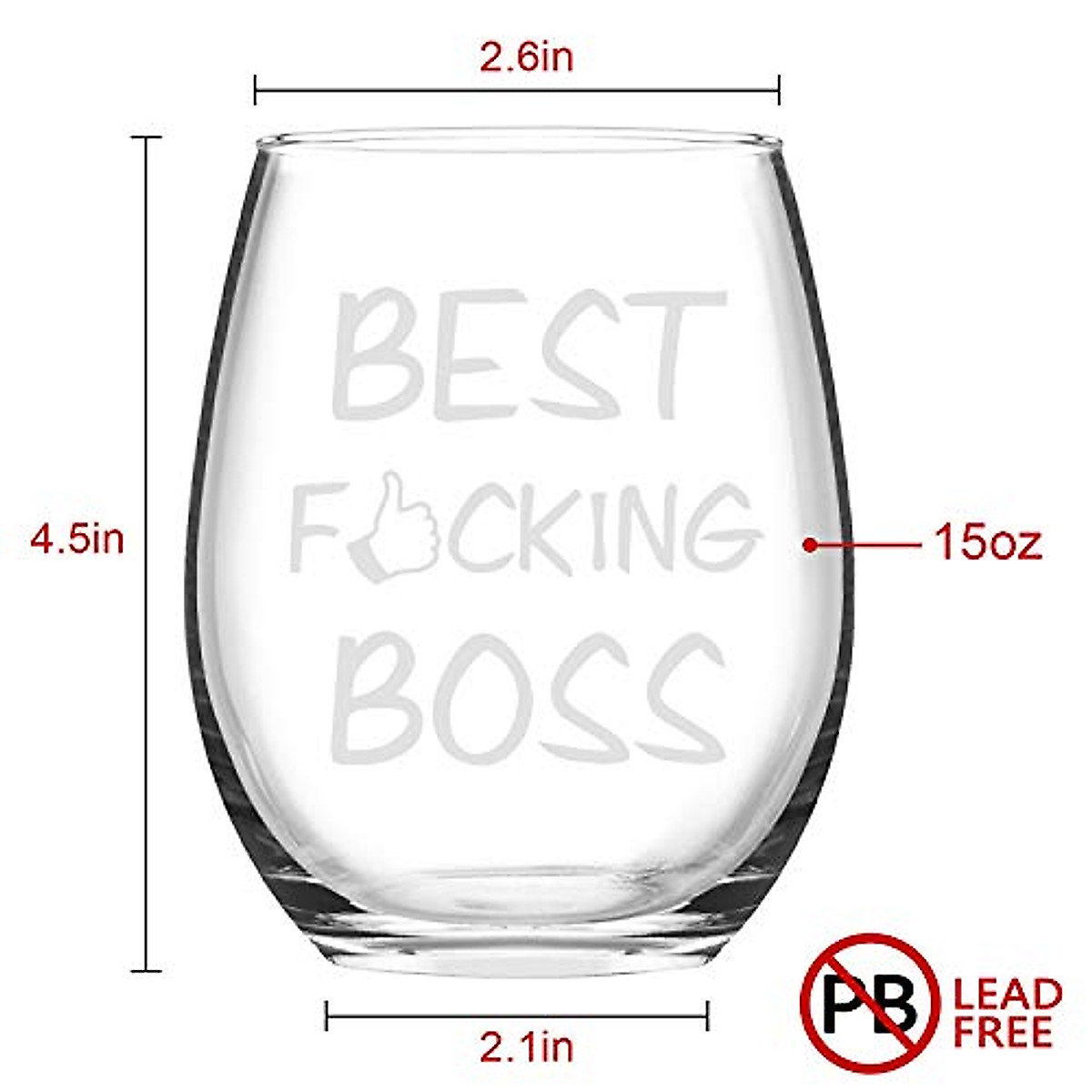 Waipfaru Boss Day Gift Stemless Wine Glass, Best Boss Wine Glass, Funny Gift Bosses Day Gift Christmas Gift Birthday Gift for Boss Manager Director Coworkers Employer Male Femal