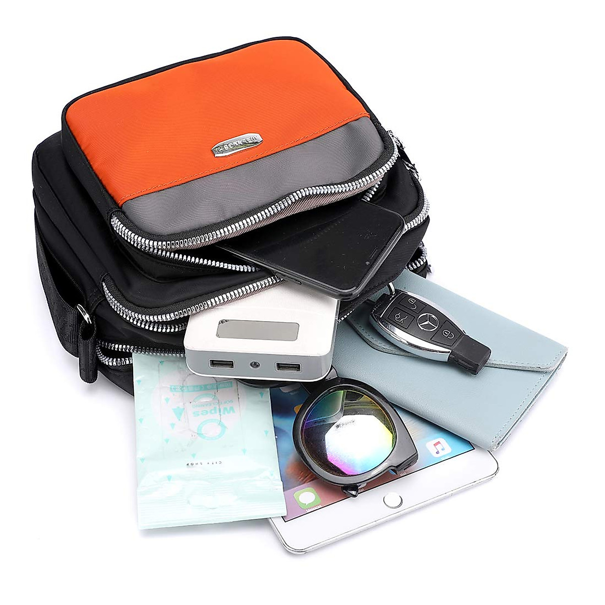 Collsants Small Crossbody Bag for Women Purses and Handbags Nylon Shoulder Bag Travel Purse Multi Zipper Pockets