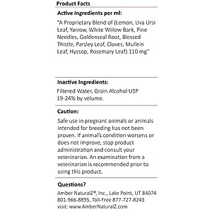 Amber NaturalZ Kidney Rejuvenator Herbal Supplement for Dogs, Cats, Birds, Guinea Pigs, and Rabbits | Pet Herbal Blend for Kidney Support | 1 Fluid Ounce Glass Bottle | Manufactured in The USA