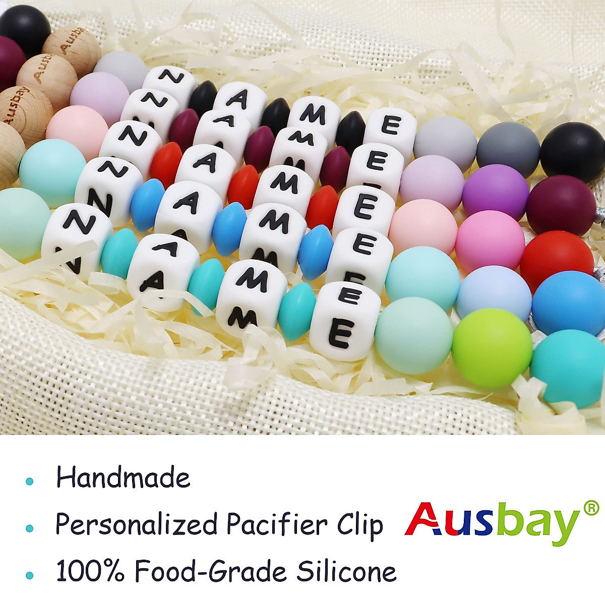 Personalized Multicolor Stroller Clip with Name (Black)