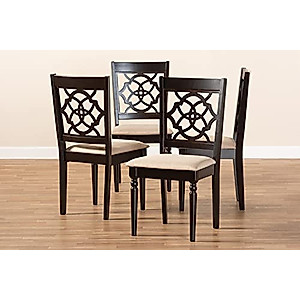 Baxton Studio Renaud Modern and Contemporary Sand Fabric Upholstered Espresso Brown Finished Wood Dining Chair