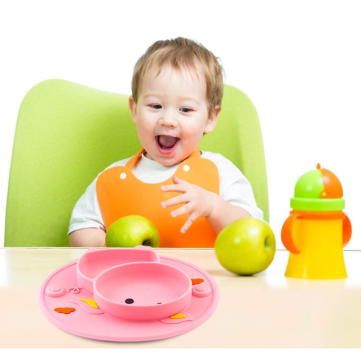 Baby Silicone Plate, Toddler Suction Plates Mini Plate Placemat for Kids and Infants Self Feeding, Microwave & Dishwasher Safe
