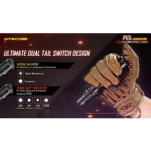 Nitecore P10i 1800 Lumen USB-C Rechargeable Tactical Flashlight, Strobe Ready with LumenTac Organizer