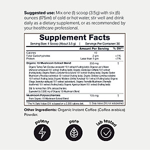 Ultra Concentrated Organic Mushroom Coffee 3,500mg 10:1 Extract - Colombian Sourced Beans 10 Mushroom Blend with Lion's Mane and Cordyceps - Mushroom Powder Coffee Organic Alternative Blend -TQ